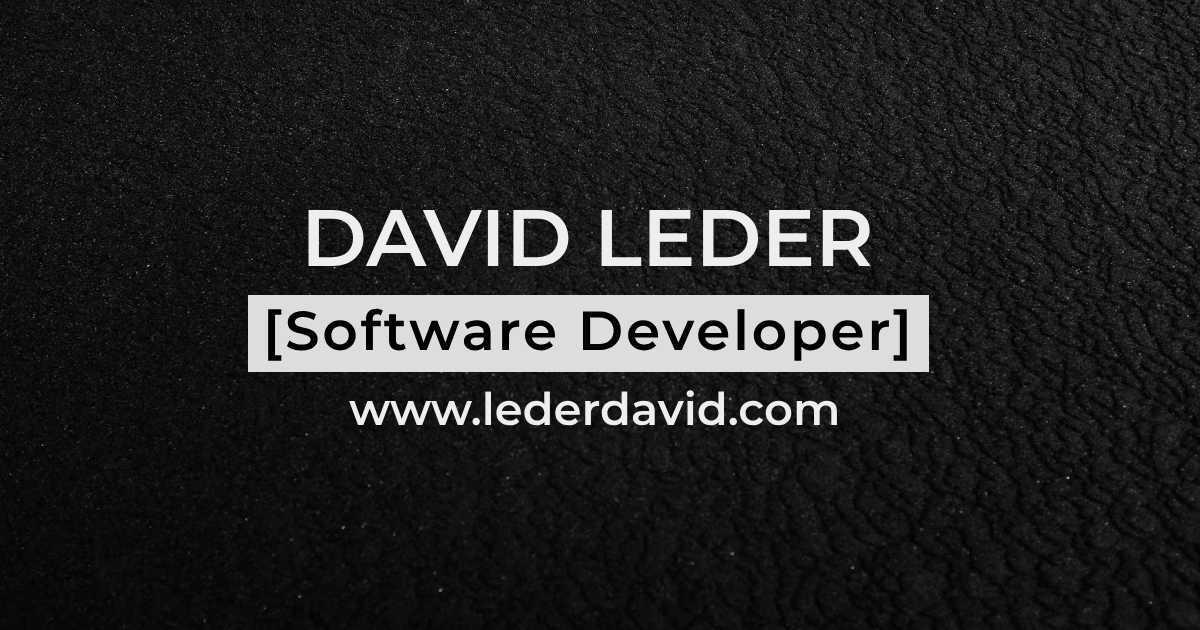 David Leder [Software Developer]